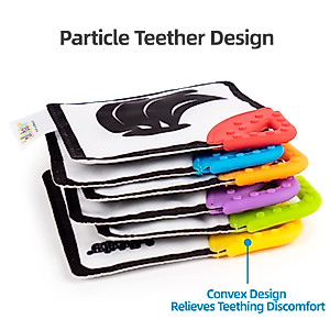 Jollybaby Newborn Sensory Teething Toy, Early Educational Bright Color High Contrast Teether Cloth Book, Clip-on Soft Fabric Flash Cards with Gift Package for 0 to 12 Months Travel Teething Relief