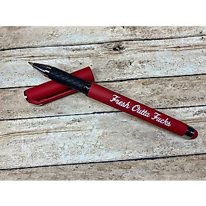 BOSONS Fresh Outta Fucks Pad And Pen, Fun Black Gel Pen With Notepad, Humorous Notepad And Pen Set, Playful Desk Accessories (Red,2pcs)