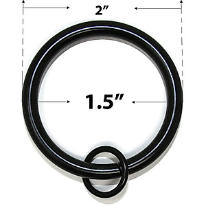 Urbanest Solid Metal Window Drapery Curtain Panel Ring with Eyelet, 1.5" Inner Diameter, Fits Up to 1.25" Rod, Set of 28 - Black