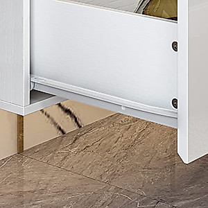 AIEGLE Floating TV Stand Wall Mounted, Non-Glossy Entertainment Center with 3 Drawers & 16-Color LED Lights, Modern TV Cabinet Console Shelf, White 63" W