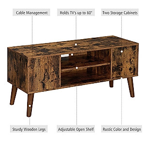 Zanzio ZA-LTV08BX 43.4" W Farmhouse TV Stand, Brown