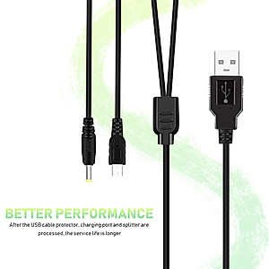 PSP Charger Bundle, 1 Pack Charger and 2 Pack Charging Cable Compatible with Sony PSP-110 PSP-1001 PSP 1000 / PSP Slim & Lite 2000 / PSP 3000 Replacement