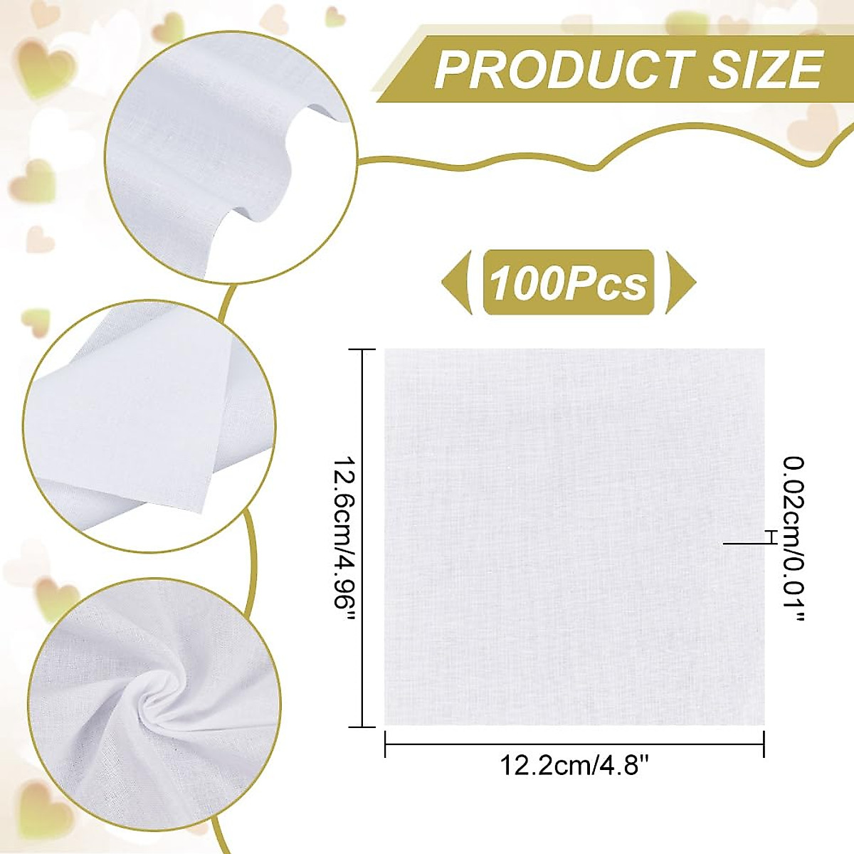 NBEADS 100 Pcs 100% Cotton Fabric, White Precut Square Fabrics 4.96x4.8 Inch Embroidery Fabric Cross Stitch Cloth Cotton Aida Fabric for Embroidery Quilting Tie-dye Hand Painting Sewing
