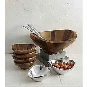 nambe Butterfly Individual Salad Bowls | Set of 4 | Serve Condiments, Dip, Sauce, Nuts, Olive, Salsa | Vegetable Prep Bowls | Made of Acacia Wood | Designed by Sean O’Hara (38-Oz)