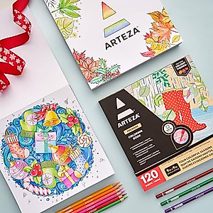ARTEZA Adult Coloring Book, 4 Seasons Theme, 120 Sheets, 9x9 Inches Coloring Pages, 100 lb Paper