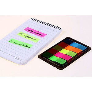 Mini Skater 2 Sheets Cute Neon Index Tabs Label Memo Paper Sticky Note for Page Marker, 5 Colors, 200PCS