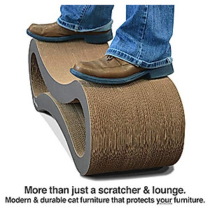 PetFusion Ultimate Cat Scratcher Lounge, Reversible Infinity Scratcher in Multiple Colors. Made from Recycled Corrugated Cardboard, Durable & Long Lasting