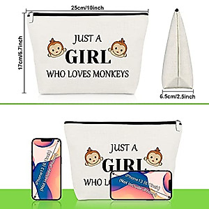Funny Monkey Gifts for Girls Makeup Bag Animal Lover Gifts for Women Monkey Lover Gifts Birthday Gifts for Best Friend Sister Teen Cosmetic Bag Monkey Themed Gift Pouch Christmas Thanksgiving Gifts