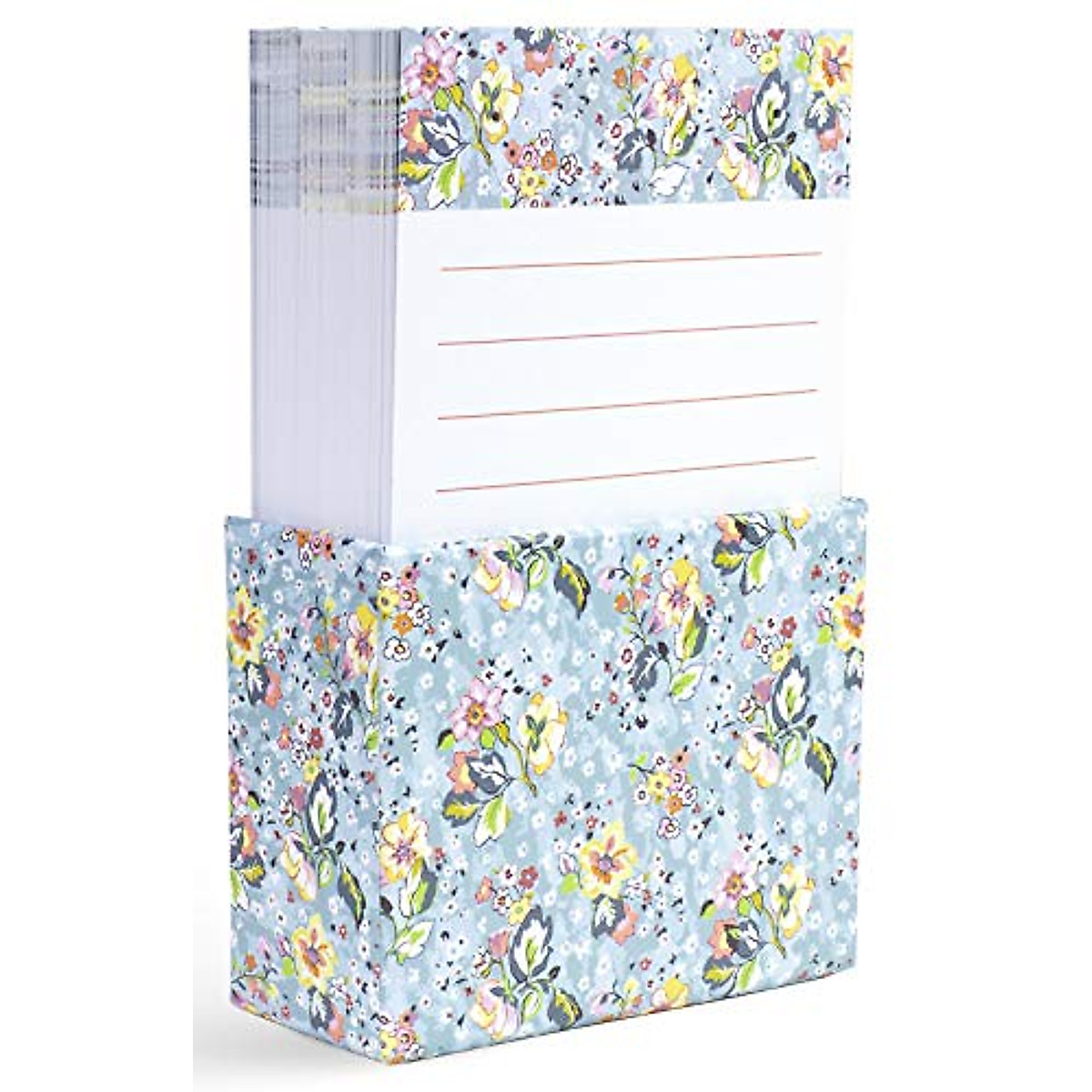 Vera Bradley Tab Notes with 90 Double Sided Lined Sheets for Daily Planner, Loose Paper Pad with Decorative Storage Box, Floating Garden