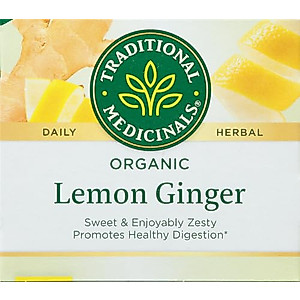 Traditional Medicinals Tea, Organic Lemon Ginger, Promotes Healthy Digestion, 16 Tea Bags