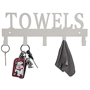 Wall Mounted small Coat Racks with 5 Hooks Hanging Holder Towel Rack for Bedroom, Bathroom, Foyers, Hallways, Entryway, Great Home, Office Storage & Organization White