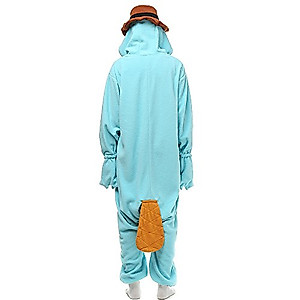 Wishliker Unisex Adult Onesie Platypus Costume Halloween Cosplay Animal Pyjamas SkyBlue