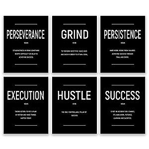 Inspirational Wall Art, Office Wall Decor, Motivational Wall Art, Positive Quotes & Sayings Posters, Wall Art for Living room and Bedroom, Office Decor (Set of 6, 8X10in, Unframed)
