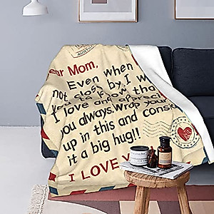 MOWIPOWI to My Mom Blanket from Daughter and Son Mom Blanket,Gifts for Mom,Throw Blanket to My Mom from Daughter Son,Kiss Hug Letter to Mom Airmail Fleece Blanket, Best Mom Ever Gifts,