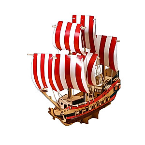 SHITENG Laser Cutting Wood Model 3D Puzzles for Adults, Pirate Ship Model Puzzles for Adults and Kids, Desk Decor Building Kits Brain Teaser Hobby Gifts for Women and Men(Pack of 2)