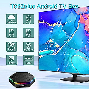 2023 Android TV Box 12.0, T95Z Plus Android Box 4GB 32GB, 6K TV Box Allwinner H618 2.4G/5.0GHz WiFi Ethernet 100M Bluetooth 5.0, Support H.265 UHD 3D HDR 10+, Smart TV Box