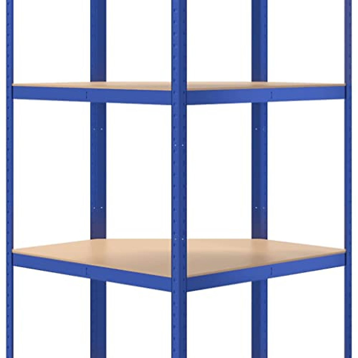 vidaXL 4-Layer Corner Shelf - Blue Galvanized Steel & Engineered Wood - Industrial Style - Ample Storage Space - Perfect for Commercial and Residential Use