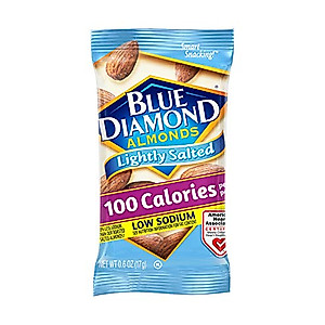 Blue Diamond Almonds Low Sodium Lightly Salted Snack Nuts, 100 Calorie Packs, 0.6 Ounce (Pack of 32)