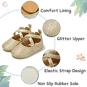 CENCIRILY Infant Baby Girls Mary Jane Flats Non Slip Soft Sole Prewalker Princess Wedding Dress Shoes