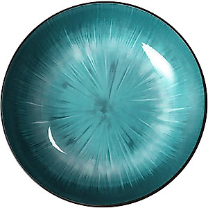 Bestone 12 Piece Round Kitchen Dinnerware Set,Plates and Bowls sets,Dishes, Plates, Bowls, Dish Set，Plates and Bowls,Service for 4, Chip Resistant Porcelain，Starburst Turquoise green