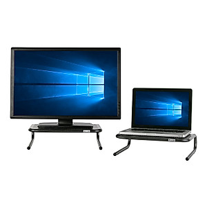 Allsop Metal Art Jr. Monitor Stand, 14-Inch wide platform holds 40 lbs with keyboard storage space - Pearl Black, 2 Pack