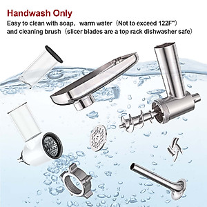 Gvode Meat Grinder and Slicer Shredder Attachment for KitchenAid Stand Mixer, Cheese Grater, Meat Grinder, Sausage Stuffer, Food Processor, 2Pcs Attachments for KitchenAid Mixer (Mixer not included)