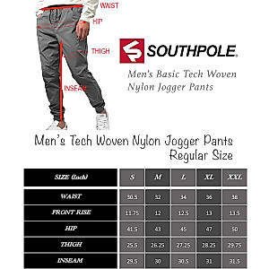 Southpole Men's Quick Dry Basic Nylon Jogger Pants, Lightweight, Water Resistant, Sand, Small