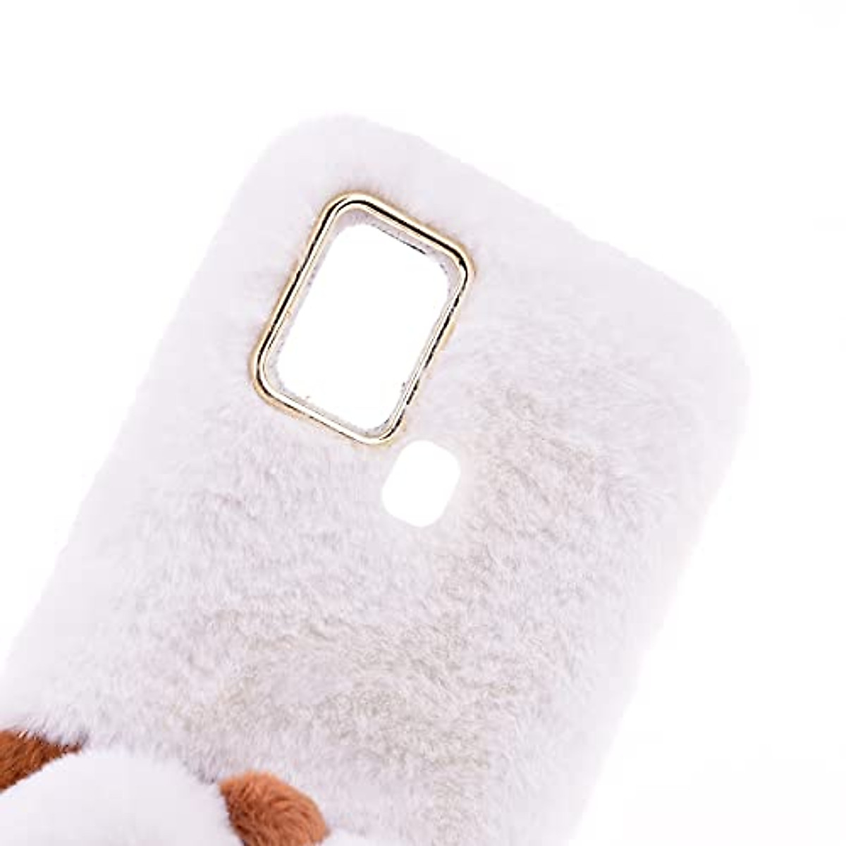 Fluffy Fur Plush Case for Infinix Hot 10 Lite Silicone Case Soft Cute Corgi Fluffy Fur Skin Back Cover Protective Phone Case Shockproof Anti-Scratch for Infinix Smart 5/Hot 10 Lite Case,White Corgi