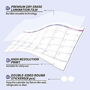 Large Dry Erase Calendar for Wall - Undated 1 Month Wall Calendar, 40" x 30", Erasable & Reusable Laminated White Board Calendar with 8 Round Stickers, Great Layout Wall Calendar Dry Erase for Home, Office and School