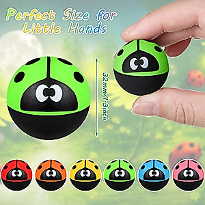 24 Pcs Ladybug Bouncy Balls Ladybug Party Favors Small Bouncing Balls 32 mm/ 1.3 Inch Ladybug Theme Rubber Balls 6 Colors Anxiety Fidget Sensory Balls for Kid Carnival Prizes Birthday Gift Bag Filling