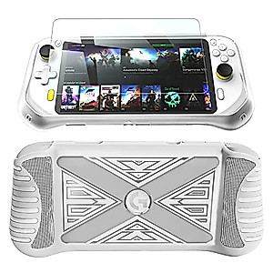 LUPAPA Silicone Cover Case for Logitech G Cloud Gaming Handheld and Screen Film Protector for Logitech G Cloud Gaming Accessories (White)