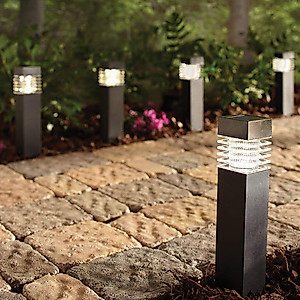 Sterno Home GL42077 Bollard Outdoor Landscape and Pathway Solar LED Lights 6pk, Black