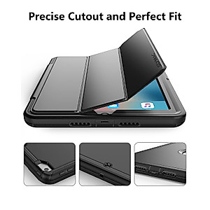 SEYMAC for iPad 6th/5th Generation Case, Sturdy Heavy Duty Shockproof Protection Folio Stand Case with Smart Cover Auto Sleep/Wake for iPad 9.7 Case, Black
