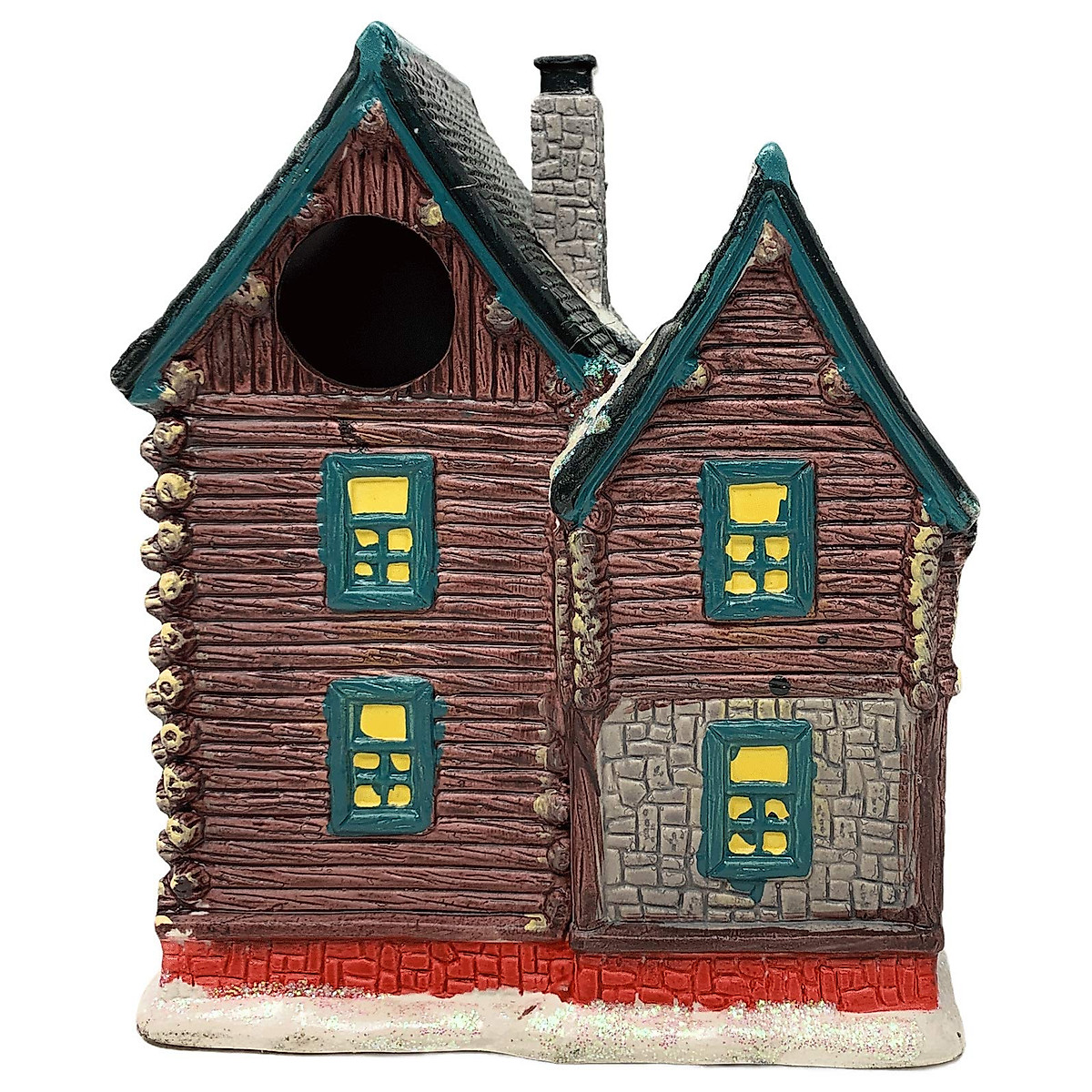 Nt Home Porcelain Christmas Holiday Village Lighted Mountain Lodge