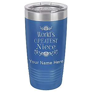 LaserGram 20oz Vacuum Insulated Tumbler Mug, World's Greatest Niece, Personalized Engraving Included (Dark Blue)