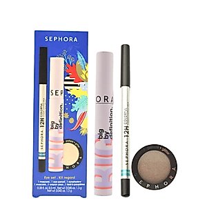 Sephora Collection Wishing You Eye Makeup Holiday Gift Set:: Big By Definition Mascara in Ultra Black, Waterproof 12HR Contour Eye Pencil in Black Lace, and Colorful Eyeshadow in N°205 Ballet Shoes (Pink Glitter)