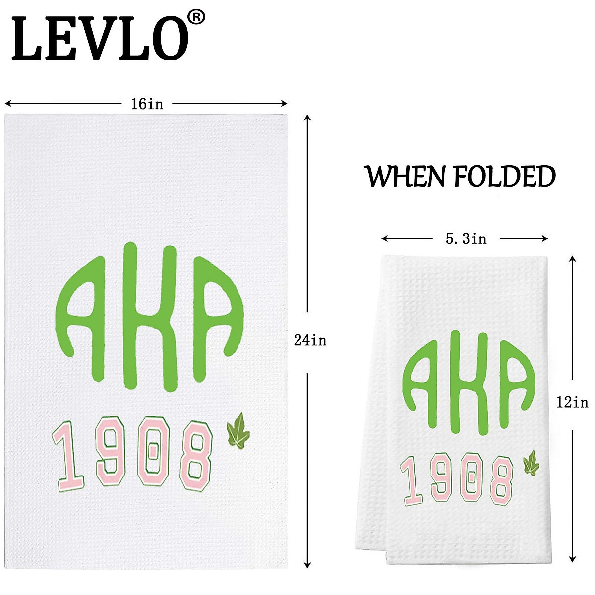 LEVLO Sorority Kitchen Towel Sorority Sisters Gift Pink and Green Sorority Tea Towels Sorority Housewarming Gift (A K Sorority Towel)