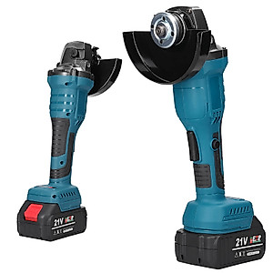 Cordless Angle Grinder, Weytoll 21V Brushless Cordless Grinder, Electric Grinding Wheels, Lithium Cutter Utility Power Tool 125mm M14 Angle Grinder With wrench, Assist Grip Handle and Baffle