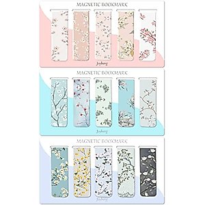 15 Pieces Bookmarks, Magnetic Bookmarks for Women, Page Markers for Students Teachers Reading (Floral Style)
