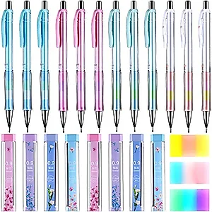 Boao 23 Pieces 0.9 mm Mechanical Pencil Set, Includes 12 Pieces Mechanical Pencils, 8 Tubes of Pencil Refills, 3 Pieces Erasers for School and Office Drawing Crafting