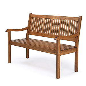 VINGLI 50" Outdoor Bench Patio Bench, Wood Front Porch Garden Bench for Yard Patio Park Outside, All Weather 800lb Capacity (Natural)