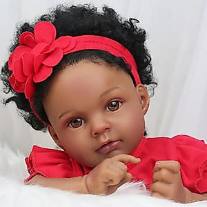 Kaydora Lifelike Reborn Black Girl, 20 Inch Realistic Newborn Baby Dolls That Look Real, Vinyl African American Reborn Baby Doll with Soft Body Best Gift for Kids Age 3+