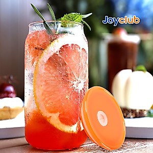 Joyclub 8 Pack Acrylic Lids for 16 oz / 20 oz Glass Cups with Bamboo Lids and Straws, Replacement Lid for bamboo Lid for Drinking Glasses Beer Can for Smoothie Whiskey Boba Soda Tea Gift (Multi)