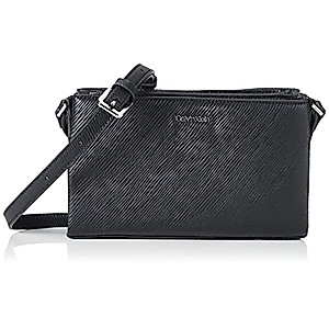 Calvin Klein Women's Elevated Crossbody Saffiano Tote, Ck Black, One Size, Ck Black, One Size