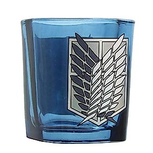 JUST FUNKY Attack on Titan Survey Corps Logo 1.5oz Blue Square Shot Glass
