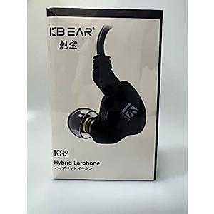 KBEAR KS2 iem, in Ear Monitor Headphones Hybrid 1BA 1DD Wired Earbuds Stereo Bass HiFi IEM Earphone Noise Cancelling High Resolution with Detachable Cable for Running Gaming Sport(without mic, Black)