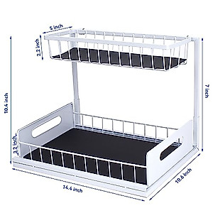 Mr Rabbi Under Sink Organizer and Storage, 2-Tier Pull Out Cabinet Organizer, Multi-use Sliding Shelf Under Cabinet Storage for Kitchen Bathroom Countertop Organizer