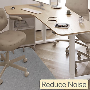 Office Chair Mat for Hardwood & Tile Floor, Under Desk Chair Mat for Hard Floor, Computer Gaming Rolling Chair Rug, Large Anti-Slip Floor Protector Carpet for Home Ofiice - 48"x36"- Light Grey