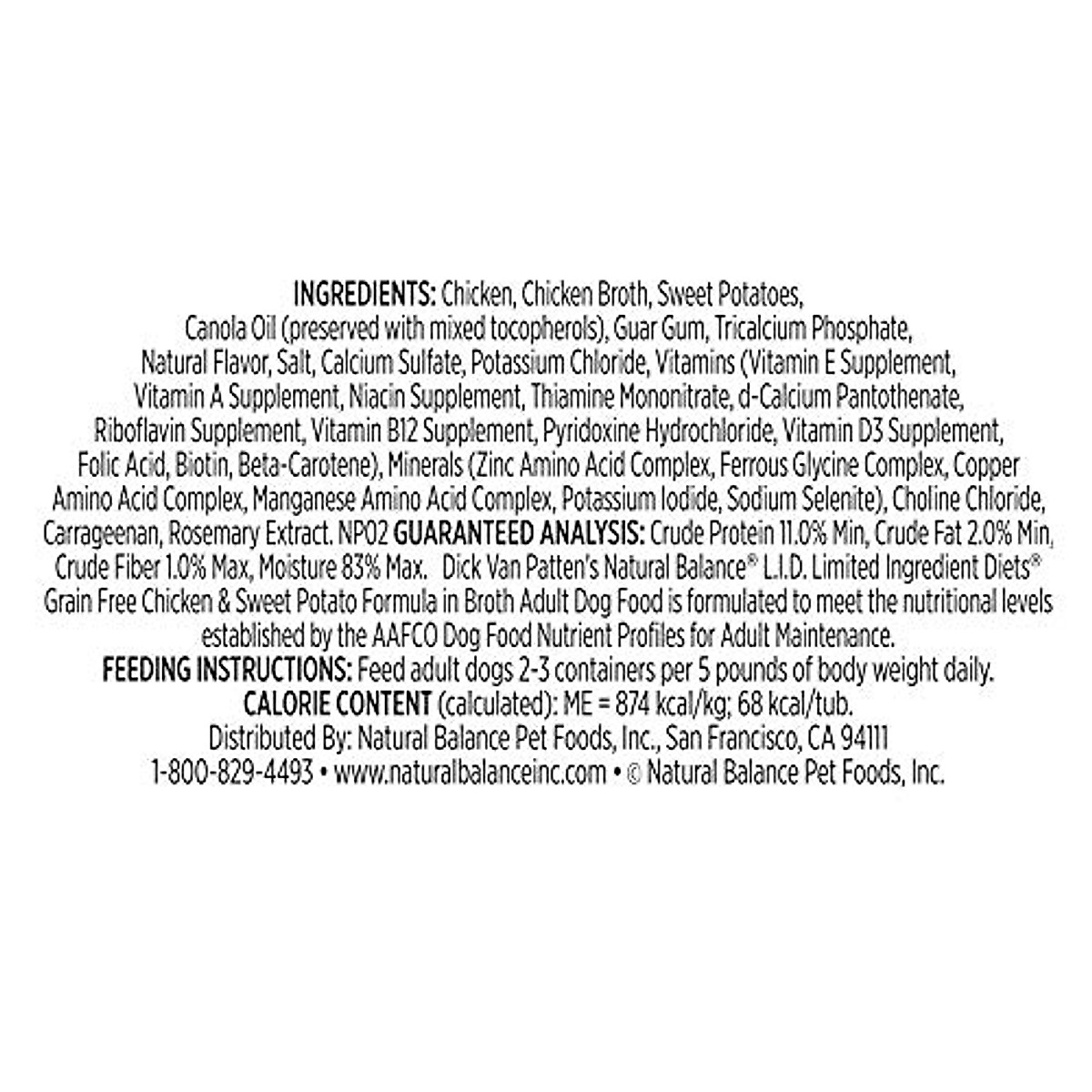 Natural Balance Limited Ingredient Diet Chicken & Sweet Potato | Adult Wet Grain-Free Canned Dog Food in Broth | 2.75 Ounce (Pack of 24)