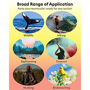 New 2023 Monocular Telescope High Powered Monocular with Smartphone Adapter & Metal Tripod - BAK4 Prism Monocular with Clear Low Light Vision for Wildlife Hunting Camping Travelling